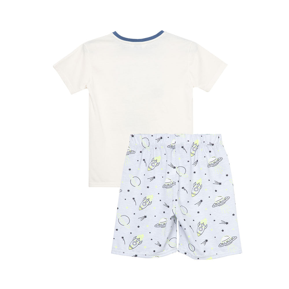 Pijama azul con estampado de universo para niño– Codelin