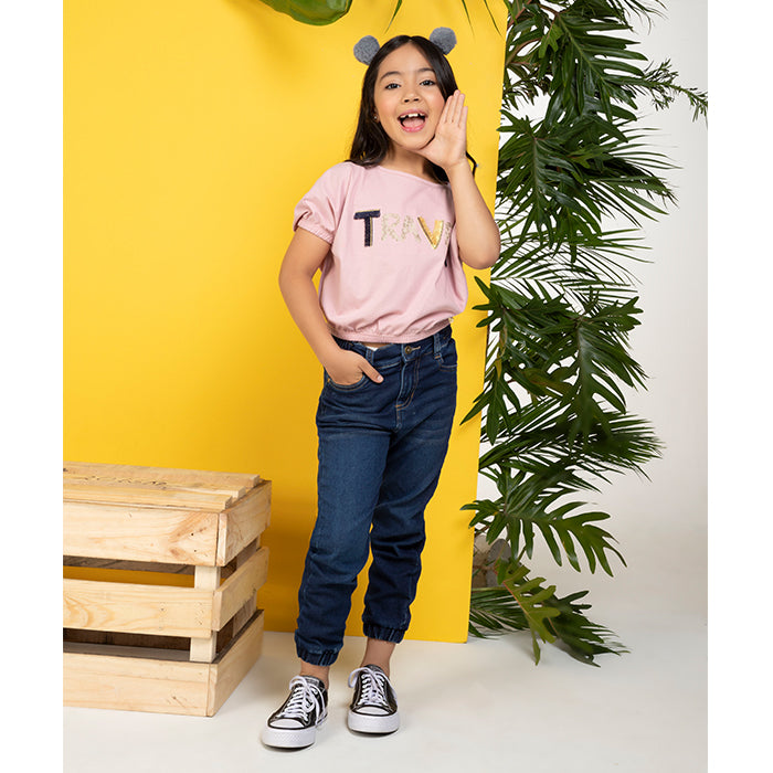 Jogger lavado oscuro para niña– Codelin