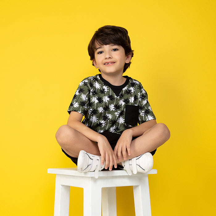 Camiseta Felipe verde militar manga corta para niño– Codelin